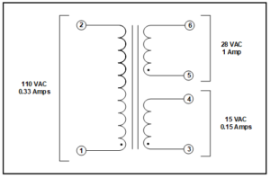 DUAL SECONDARY TRANSFORMER, 35 VA, P/N 19424 - L/C Magnetics